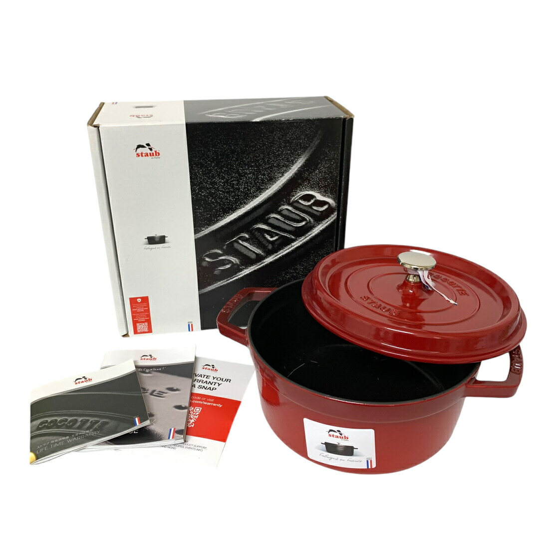 【楽天市場】【未使用品】 STAUB ストウブ ピコ・ココット・ラウンド チェリー 22cm 2.6L ほうろう鍋 KON：リサイクルマートエコパーク