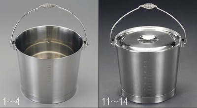 【楽天市場】【個人宅配送不可】 エスコ EA508S-14 直送 代引不可・他メーカー同梱不可 20L ステンレス製/ふた付 バケツ EA508S14【キャンセル不可】：測定器・工具のイーデンキ