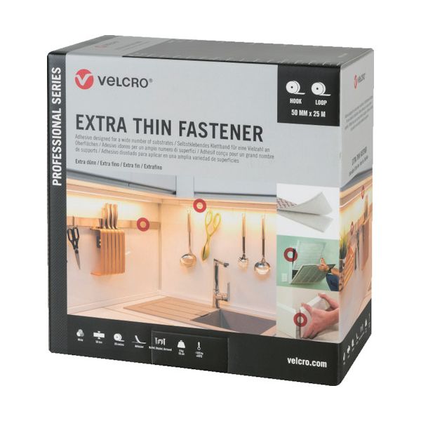 【楽天市場】ヴェルクロ VEL-PS20014 VELCRO R上 結束テープ 極薄タイプ 幅50mm×長さ25m 黒 VELPS20014 ...