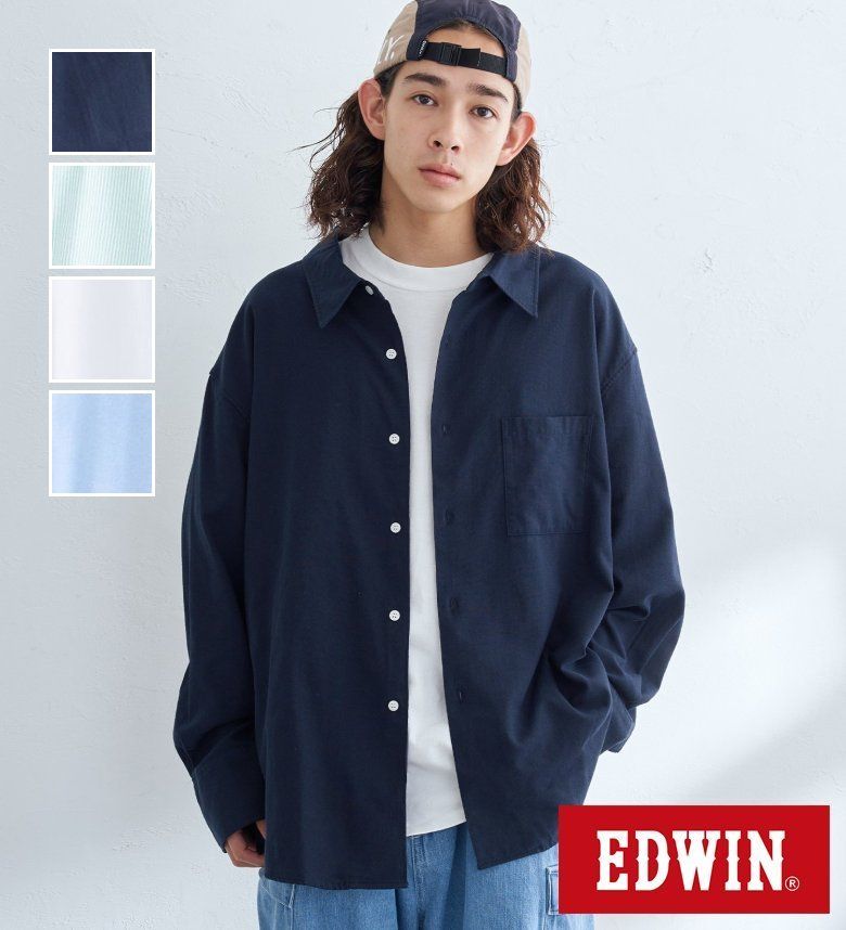【楽天市場】【エドウイン公式】【SALE★50％OFF】【WEB限定】EDWIN STEPMARK オーバーサイズ レギュラーカラーシャツ L/S EDWIN エドウィン メンズ長袖トップス ...