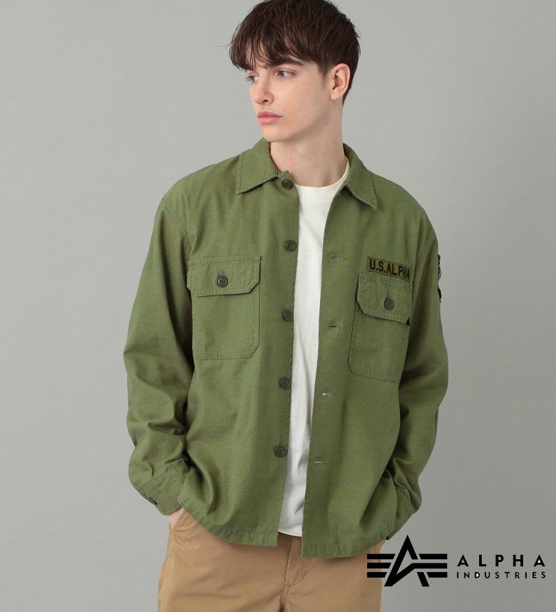【楽天市場】【アルファ公式】【SALE★30％OFF】パッチドミリタリーシャツ ALPHA INDUSTRIES：エドウインショップ（EDWIN）