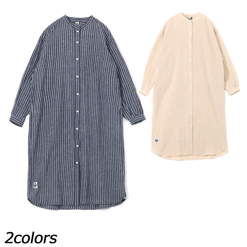 【楽天市場】チャムス CHUMS ハリケーンロングワンピース CH18-1344 シャツ 長袖 スタンドカラー ワンピース スカート レディース：イイパワーズ 楽天市場店