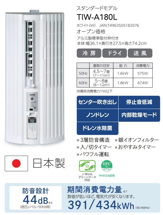 【楽天市場】【あす楽対応/新品】トヨトミ新品窓用パーソナルエアコン 冷房専用1.8kwおもに6畳 TIW-A180L/TIWA180L※北海道送料2,000円加算※沖縄・離島には発送出来ない為 ...