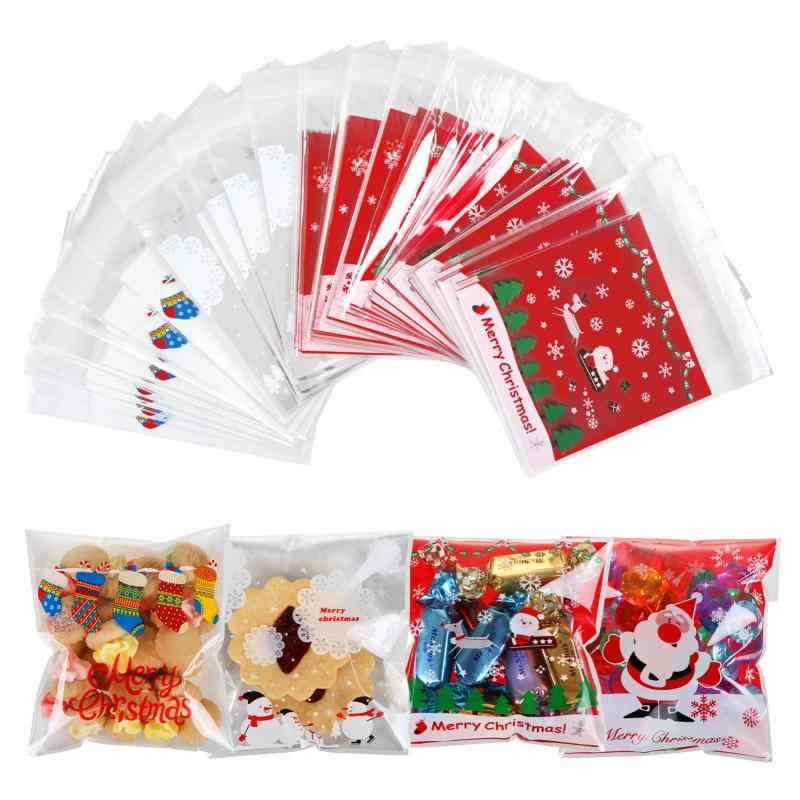 【楽天市場】GWHOLE 200枚 ラッピング袋 クリスマス プレゼント 袋 クッキー用個別包装 小分け袋 テープ付き 10×10cm：E-KO-BO楽天市場店