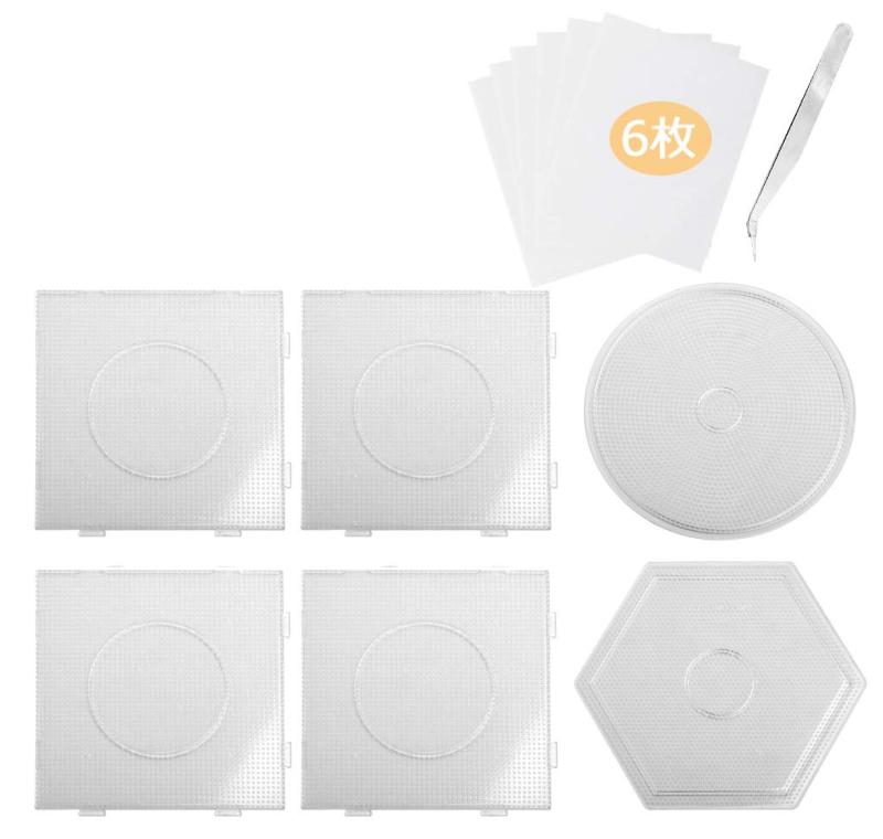 【楽天市場】Sitengle アイロンビーズプレート 2.6mm ミニホットビーズ専用 6枚セット 14.5*14.5cm 透明 接続可能 アイロンペーパー/ビーズピン付き：E-KO-BO楽天市場店