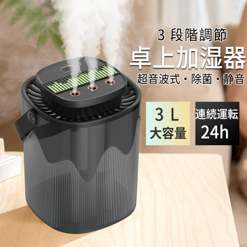 【楽天市場】【スーパーSALE 50%OFF】ダプルノズル 加湿器 卓上 3L大容量 小型 超音波式 usb充電式 3段階調節 空気清浄機 ...