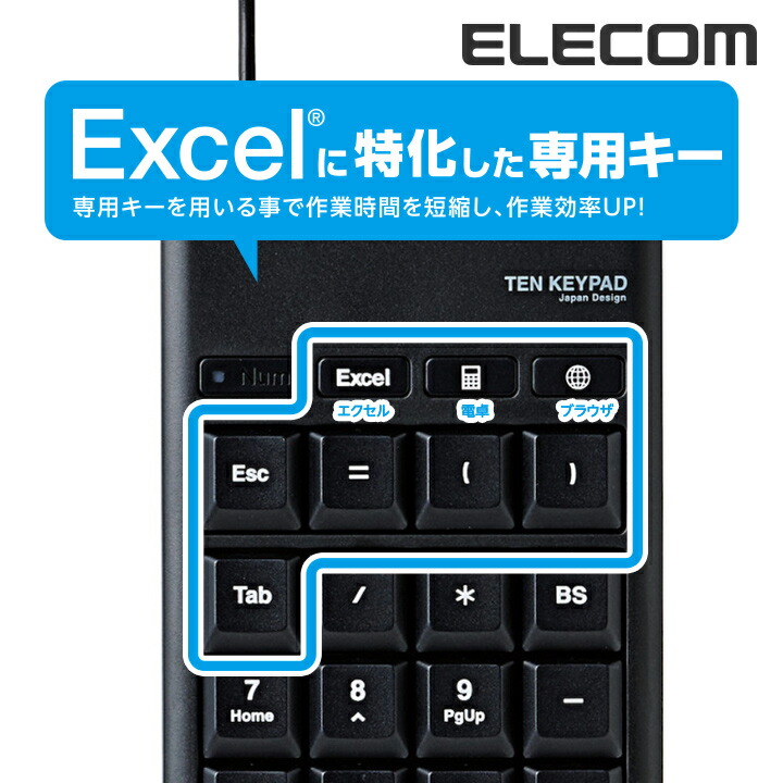 【楽天市場】エレコム テンキーパッド 有線USB ホットキー付 高耐久 Windows対応 0.5m ブラック Windows11 対応 TK-TCM015BK：エレコムダイレクトショップ