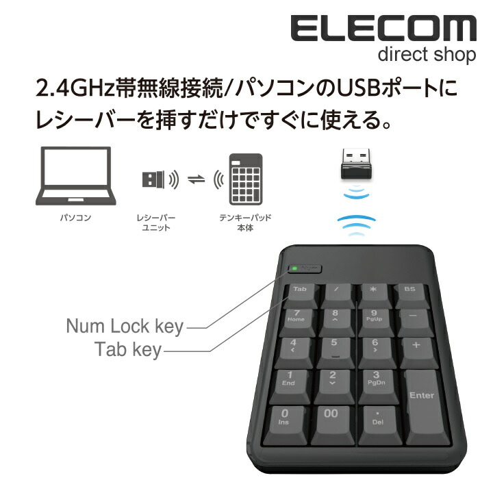 【楽天市場】エレコム ワイヤレステンキーパッド 無線2.4GHz TK-TDM017BK：エレコムダイレクトショップ