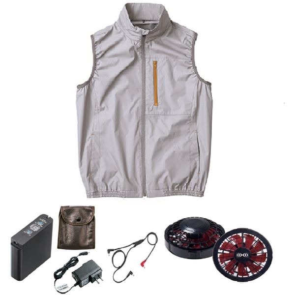 【楽天市場】KU92140 空調服 R ポリエステル製 遮熱 タチエリ ベスト FAN2200BR・RD9261・LIPRO2セット シルバー 4L：ELMONO（家具 ラグ カーペット）