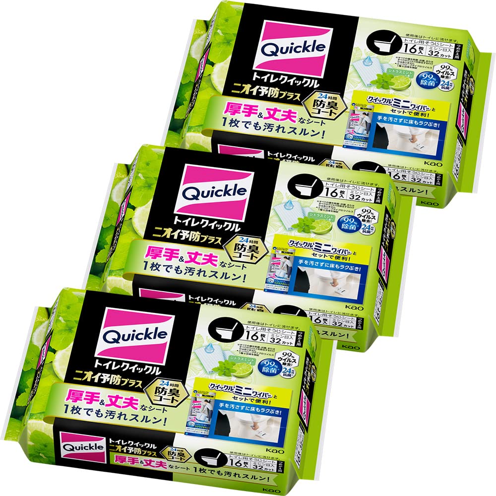 【楽天市場】クイックル 【まとめ買い】トイレニオイ予防プラスシトラス替え16枚×3個：エル オンラインストア