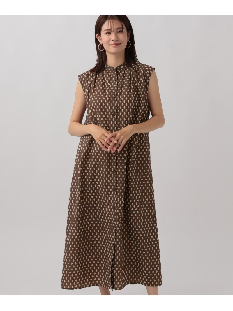 【楽天市場】【SALE／50%OFF】小紋柄ワンピース 大きいサイズ ゆったり/119450 Elura エルーラ ワンピース・ドレス ワンピース ブラウン ネイビー【RBA_E】【送料無料 ...