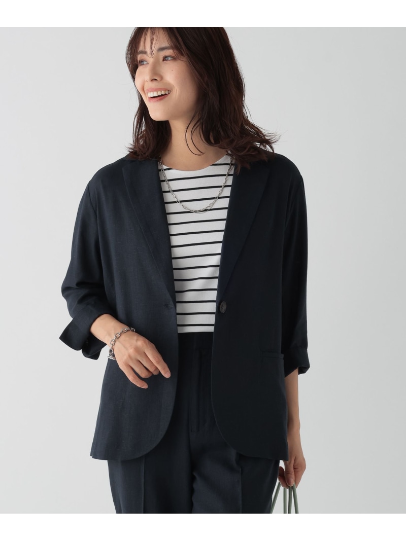 【楽天市場】リッチリネンブレンドジャケット 大きいサイズ ゆったり/120813 Elura エルーラ ジャケット・アウター テーラードジャケット・ブレザー ホワイト ベージュ【送料無料 ...