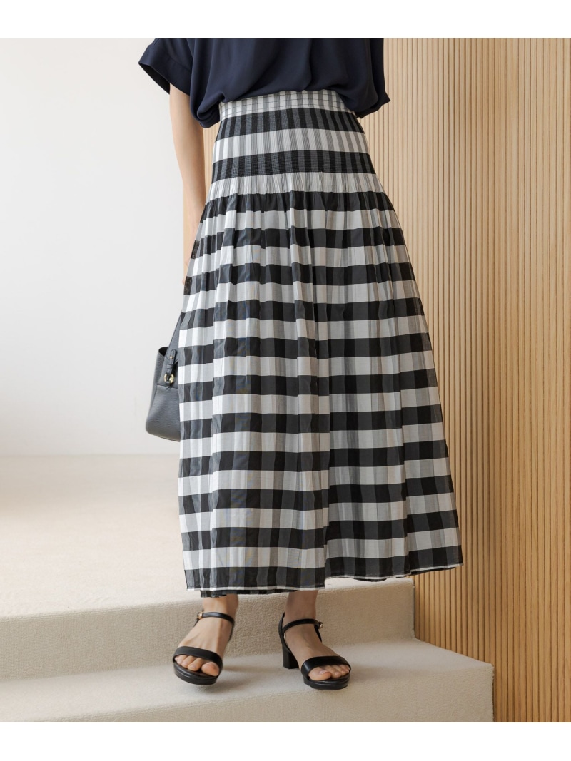 【楽天市場】【SALE／30%OFF】リバーシブルチェックスカート 大きいサイズ ゆったり/117145 Elura エルーラ スカート ロング・マキシスカート グリーン ブラック ベージュ ...