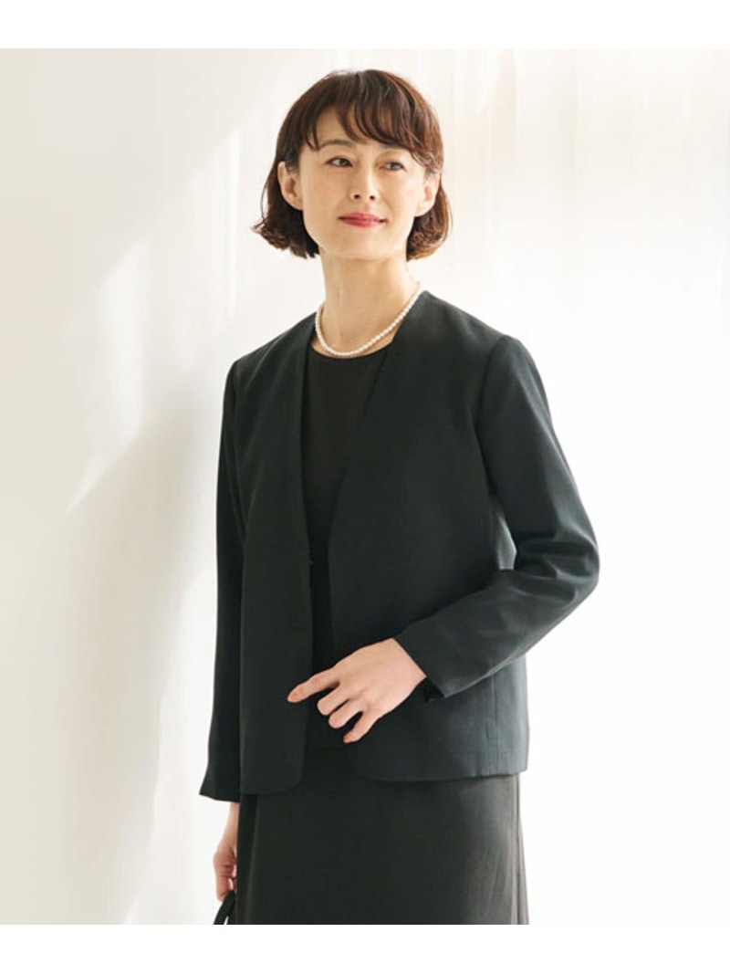 【楽天市場】＜2025ceremony＞お悔やみVネックジャケット＜WEB限定＞/249234 Elura エルーラ ジャケット・アウター ノーカラージャケット ブラック【送料無料 ...