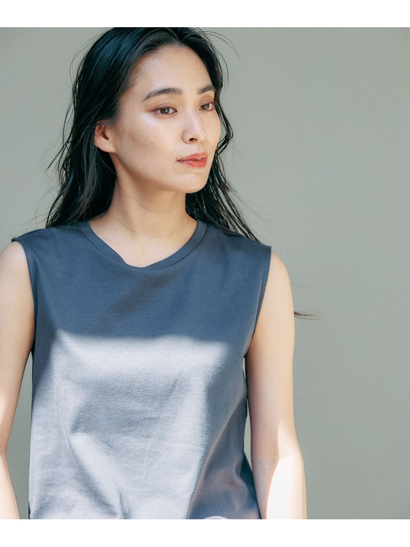 【楽天市場】【SALE／50%OFF】サマ見えノースリーブTシャツ 大きいサイズ ゆったり/133646 Elura エルーラ トップス カットソー・Tシャツ グレー ホワイト ブルー ...