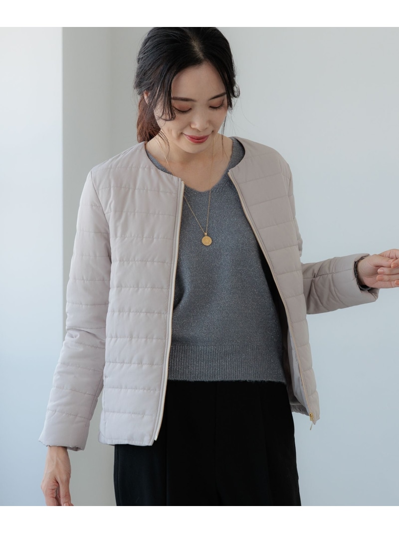 【楽天市場】【SALE／30%OFF】蓄熱スリムジャケット 大きいサイズ ゆったり 961277 Elura エルーラ ジャケット・アウター ノーカラージャケット ブラック ベージュ ホワイト ...