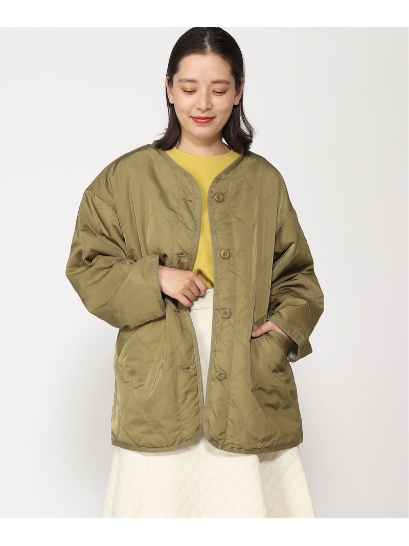 【楽天市場】【SALE／30%OFF】ノーカラーキルトジャケット 大きいサイズ ゆったり/157091 Elura エルーラ ジャケット・アウター ノーカラージャケット カーキグリーン【RBA ...
