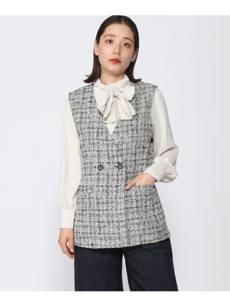 【楽天市場】【SALE／30%OFF】ミックスツィードジレ 大きいサイズ ゆったり/162003 Elura エルーラ トップス ベスト・ジレ ホワイト ブラック【RBA_E】【送料無料 ...