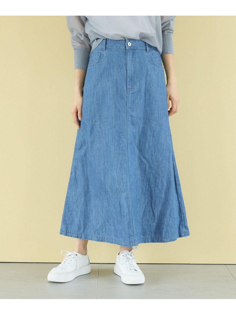 【楽天市場】【SALE／50%OFF】サマーデニムスカート 大きいサイズ ゆったり/111196 Elura エルーラ スカート ロング・マキシスカート ネイビー ブルー【RBA_E】【送料 ...