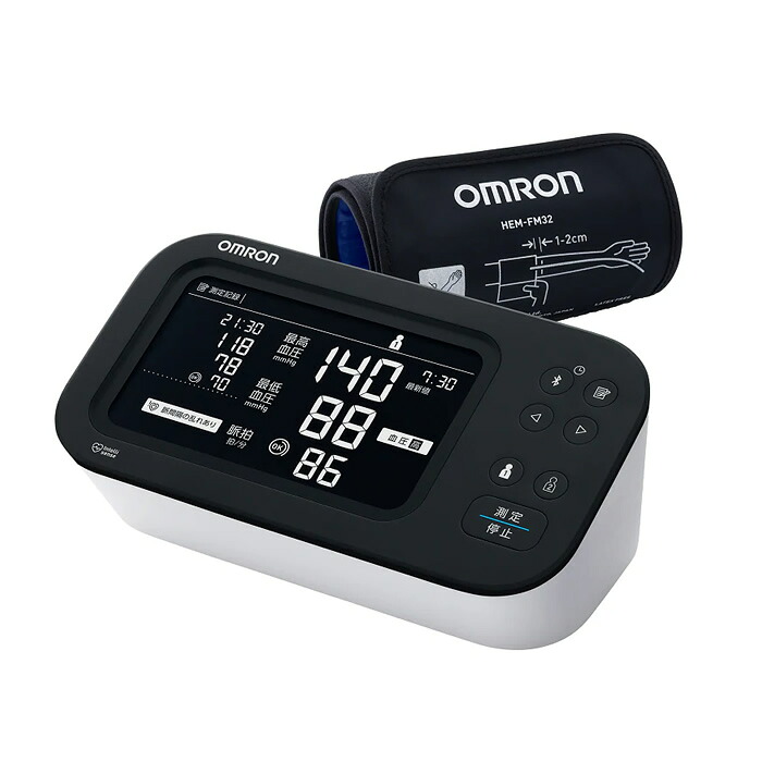 【楽天市場】【返品OK!条件付】オムロン 上腕式血圧計 HCR-7728T 液晶バックライト機能あり OMRON カフ式 スマホアプリ対応 家庭用【KK9N0D18P】：家電と雑貨のemon（えもん）