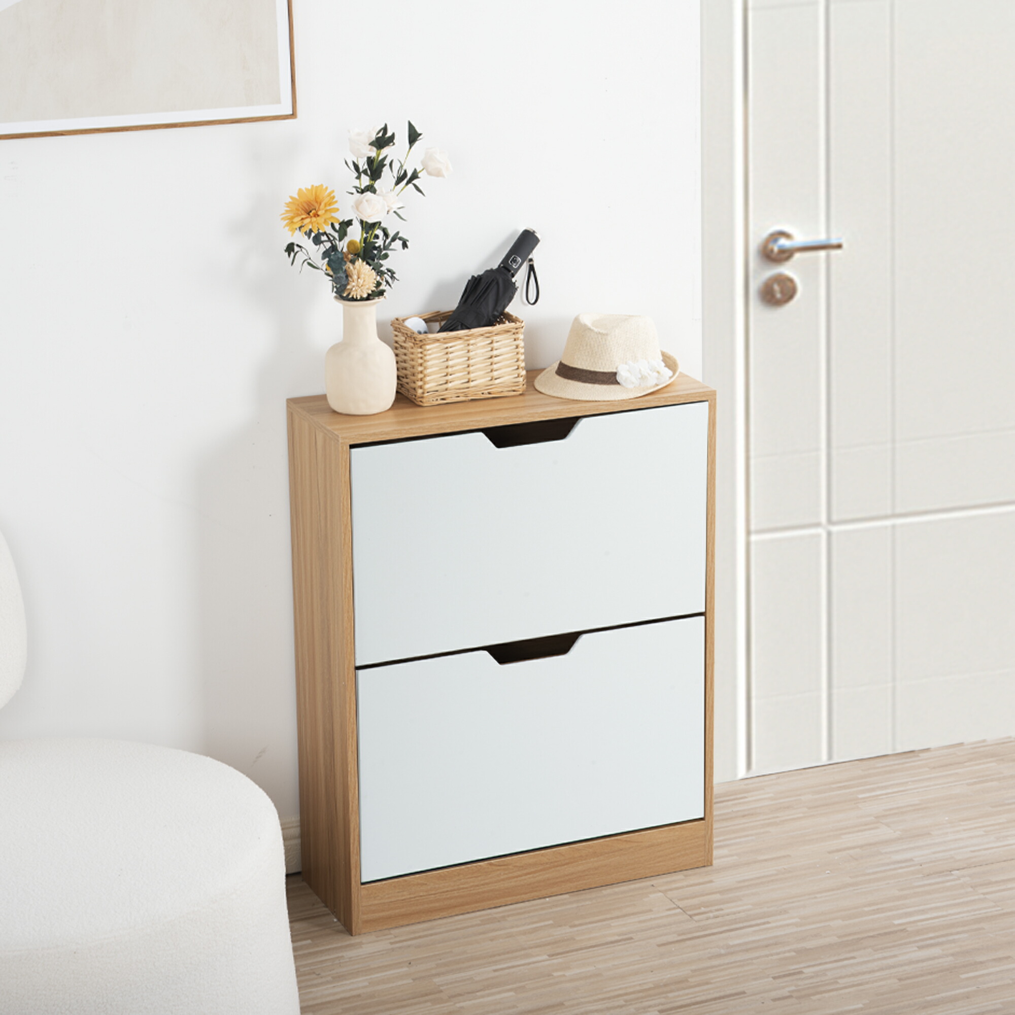 【楽天市場】下駄箱 2段 2層 シューズラック 玄関収納 ひとり暮らし スリムタイプ 靴収納 ラック 靴収納棚 安定：圓満健康堂