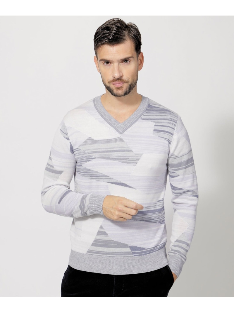【楽天市場】【SALE／48%OFF】インターシャVネックニット EPOCA UOMO エポカ トップス ニット ネイビー グレー【RBA_E】【送料無料】[Rakuten Fashion ...