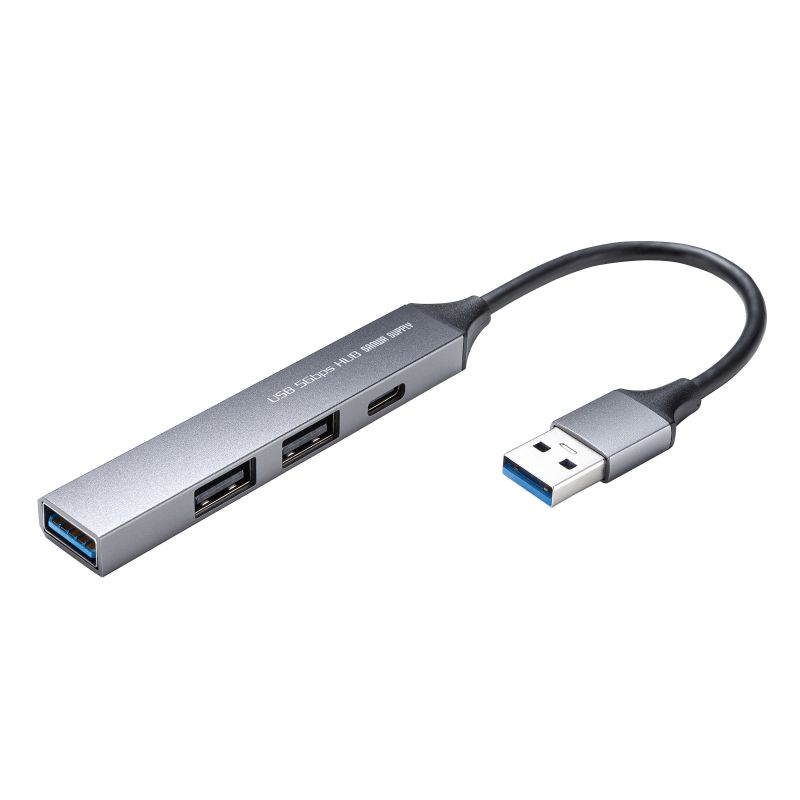 【楽天市場】USBハブ USB A接続 USB A 3ポート Type-C 1ポート USB 5Gbps USB2.0 スリムハブ アルミ USB-5H25GM サンワサプライ【ネコポス対応 ...