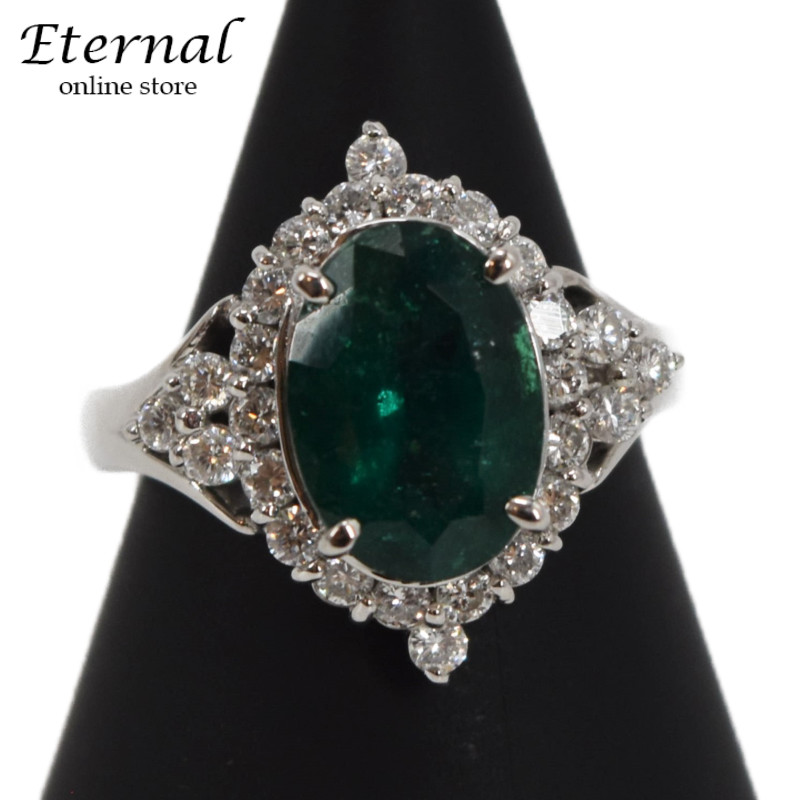 【楽天市場】【中古】エメラルド リング Pt950 E2.71ct D0.68ct 10.0g 11号 指輪 ジュエリー レディース ...