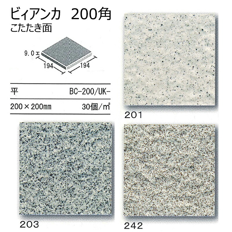 【楽天市場】【アウトレット】 BC-200/UK-[枚] ビィアンカ 200角こたたき面 194×194×9mm 屋内壁 屋内床 屋外床 ...
