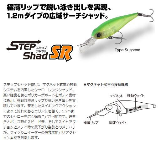 【楽天市場】ステップシャッド SR step shad 58mm 5.6g ビバ viva コーモラン プロダクト ルアー バス釣り バス用 ...