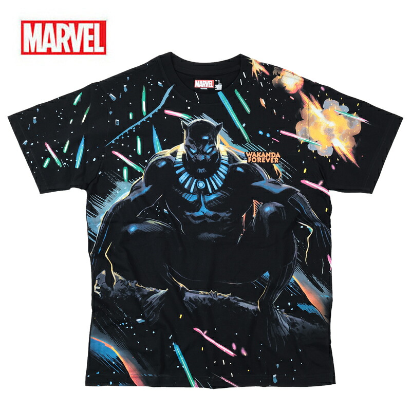 【楽天市場】【MARVEL総柄プレミアムTシャツ】 数量限定!! MARVEL マーベル Tシャツ ブラックパンサー スパイダーマン tシャツ メンズ 半袖 BLACK PANTHER ...