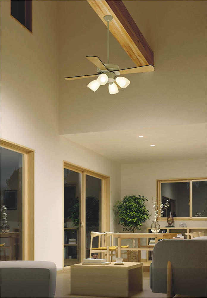 【楽天市場】コイズミ照明 KOIZUMI シーリングファン S-シリーズ モダンタイプ AEE695070 本体 オフホワイト塗装 幅-φ1100mm ※リモコン付 条件により傾斜天井可能 ...