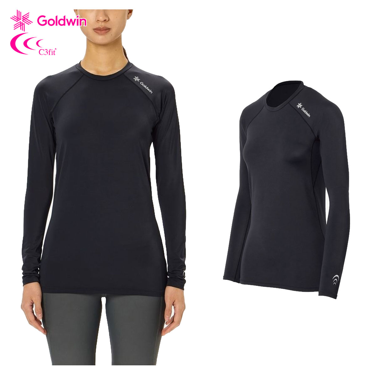 【楽天市場】Goldwin ゴールドウィン 日本正規品 C3fit ( シースリーフィット ) コンプレッションロングスリーブ レディスモデル 着圧 抗菌防臭 UVガード 「 GCW04100 ...