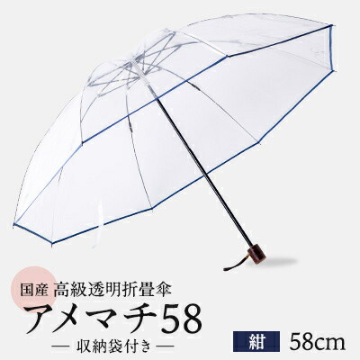 【楽天市場】【ふるさと納税】 高級 ビニール 折りたたみ 傘 アメマチ58 紺 透明 クリア 安全 耐風 丈夫 折れにくい 折りたたみ傘 ...
