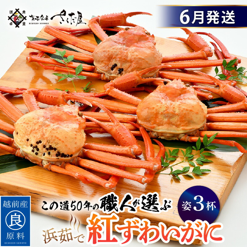 【楽天市場】【ふるさと納税】≪浜茹で≫紅ずわいがに × 3杯 この道50年の職人が選びました！【紅ズワイガニ 紅ずわい蟹 かに カニ 蟹 姿 ボイル 冷蔵 福井県】【6月発送分】希望日指定可 ...