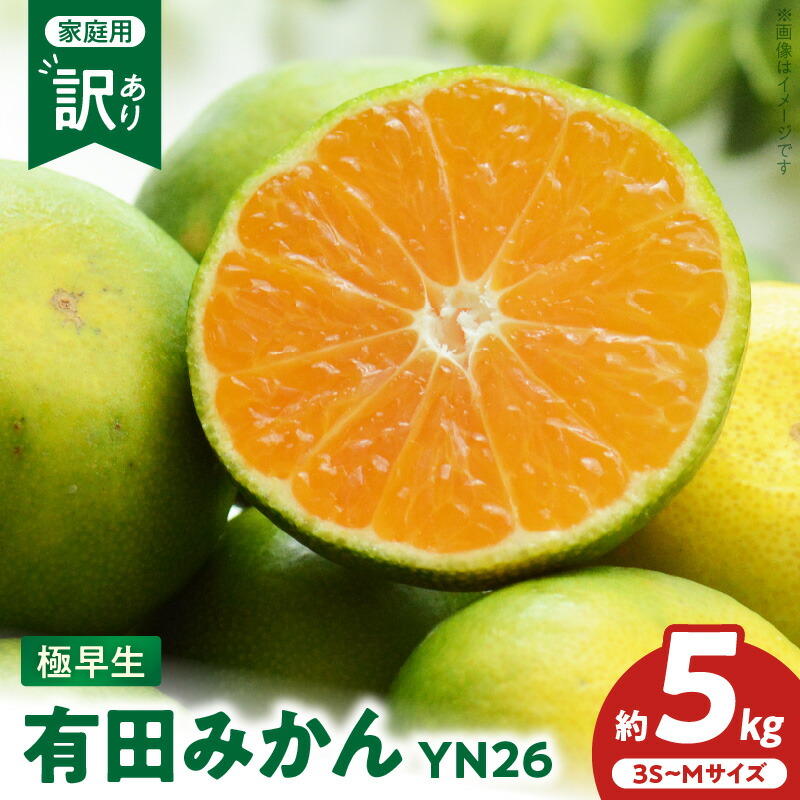 【楽天市場】【ふるさと納税】限定 有田みかん 極早生 YN26 訳あり ご家庭用 お任せ サイズ 3S～M 約5kg 糖度 高い 酸味 バランス 絶妙 むきやすい 手軽に 食べられる 爽やか ...