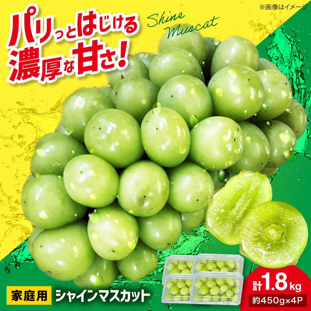 【楽天市場】【ふるさと納税】【先行予約】【9月下旬から順次発送】家庭用 シャインマスカット 計1.8kg（約450g×4パック） 粒入り ...
