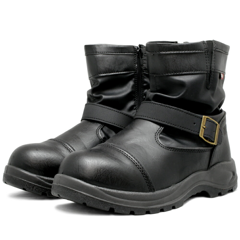 【楽天市場】安全靴 ブーツ ショート エンジニアブーツ 鉄板 鉄先芯 ショートブーツ チャック ファスナー 紳士靴 作業靴 メンズ EDWIN エドウィン ブーツ esm500：守足雑貨