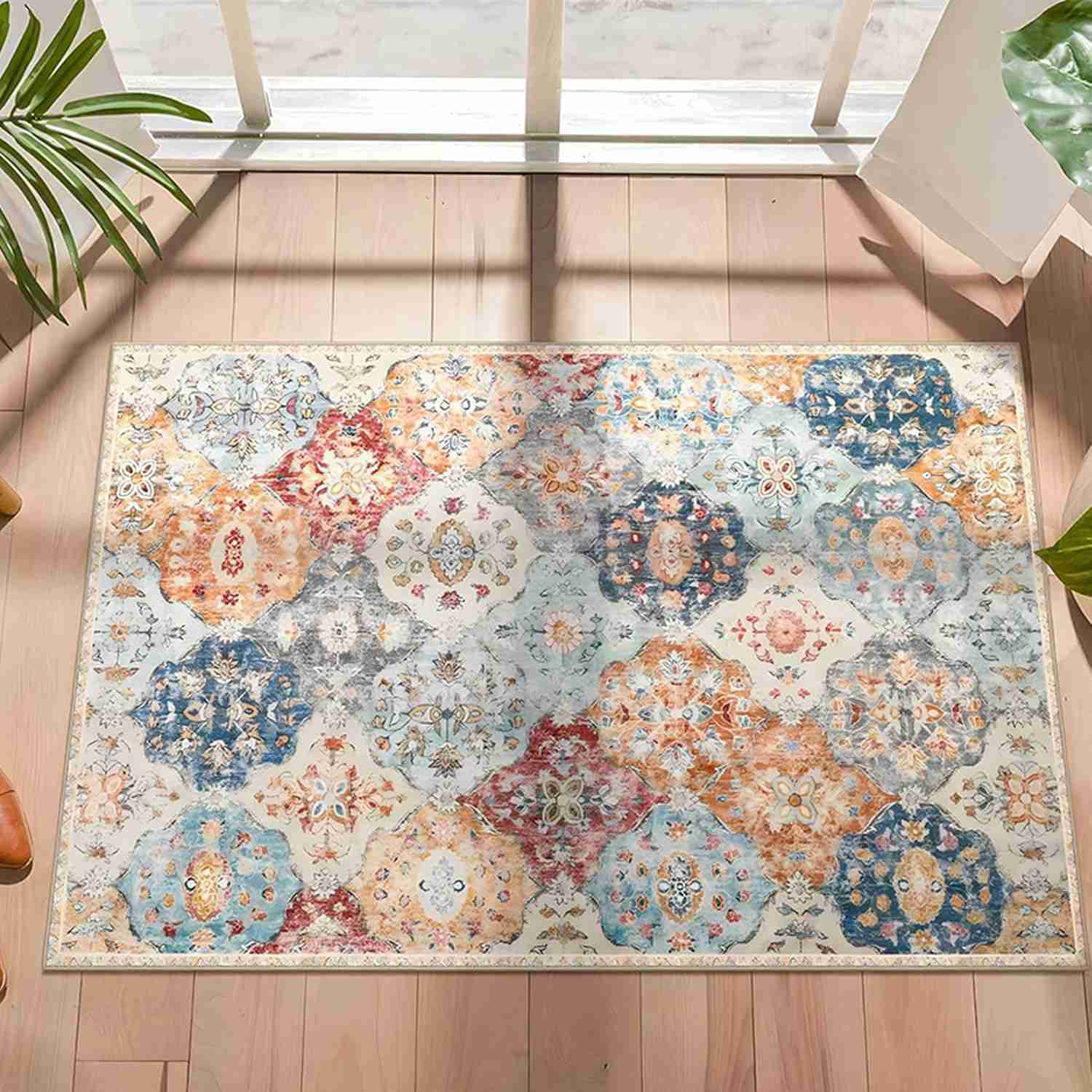 【楽天市場】玄関マット 室内 デザイン03 おしゃれ アンティーク調 ヨーロピアン キッチンマット 花柄 風水 屋内 80*120cm 北欧風 ...