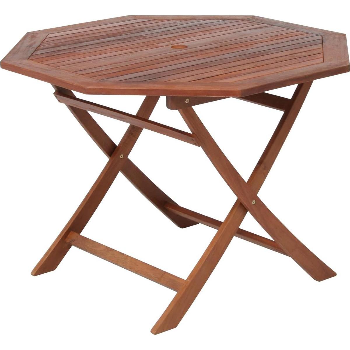 【楽天市場】【I】 不二貿易 ガーデン テーブル 八角 折りたたみ 81062 幅110×奥行110cm ブラウン 天然木 パラソルホールつき：ファンズファクトリー