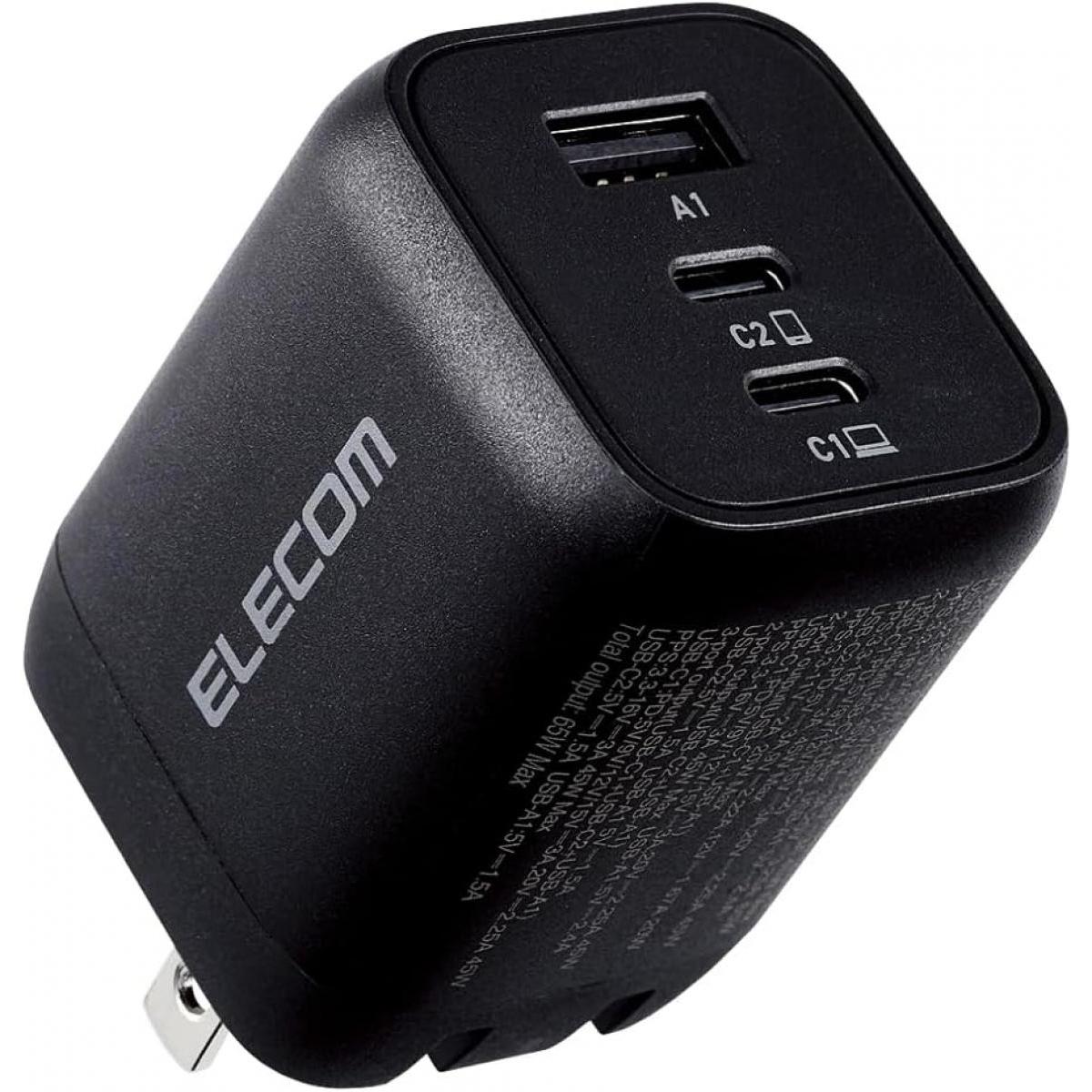【楽天市場】エレコム ELECOM USB Power Delivery 65W キューブAC充電器 (C×2+A×1) ACDC-PD4465BK ブラック 黒 充電器 TypeC ...