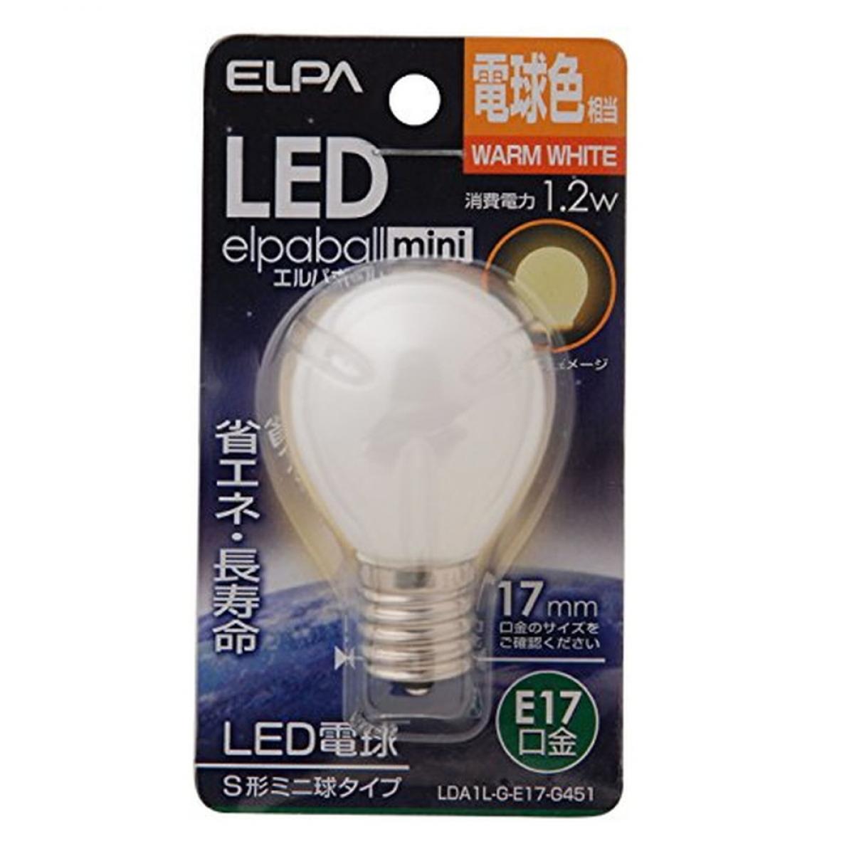 【楽天市場】ELPA エルパ LED電球S形E17 電球色 屋内用 省エネタイプ LDA1L-G-E17-G451：ファンズファクトリー