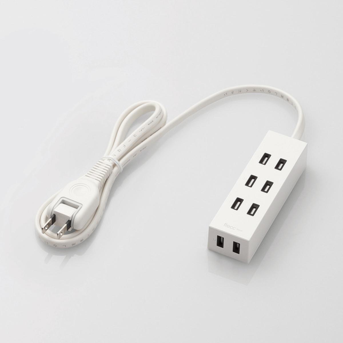 【楽天市場】エレコム シャッタータップ flecc barra (フレック バッラ) T-NFL01-2410WH 2ピン・4個口 コード長1 ...