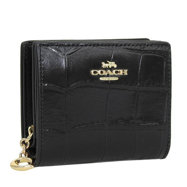 【楽天市場】コーチ 二つ折り財布 レディース アウトレット レザー ブラック CROC EMB SNAP WLT C6092IMBLK ...