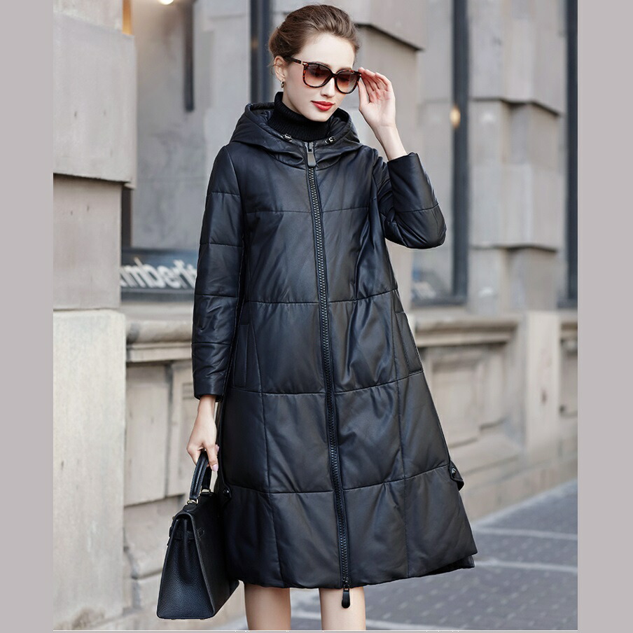 【楽天市場】♪セレブファッション ダウンコート 冬新作 本革 ラム革 保温性抜群 フード付き 他と被らない 大人エレガント 着痩 大きいサイズ ...
