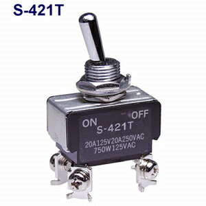 【楽天市場】NKKスイッチズ S-421T 2極単投 ON-OFF ねじ端子形 抵抗負荷AC125V20A 日本開閉器 小型トグルスイッチ ...