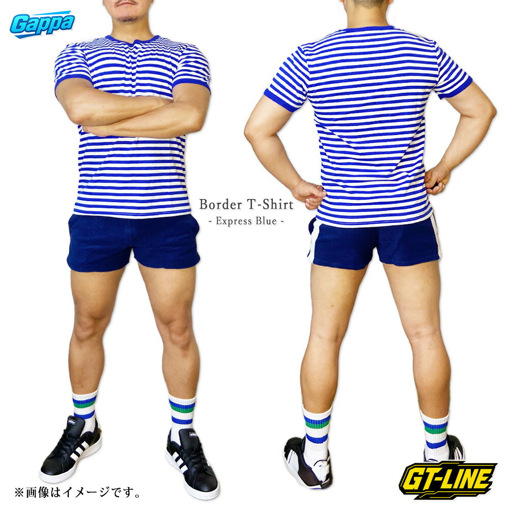 【楽天市場】ブルーボーダー Tシャツ スリムフィット 半袖 ちびT メンズ マッチョ 配達 佐川 トレーニング ホワイト コスプレ 父の日 ゴルフ GT-LINE Favolic gt ...