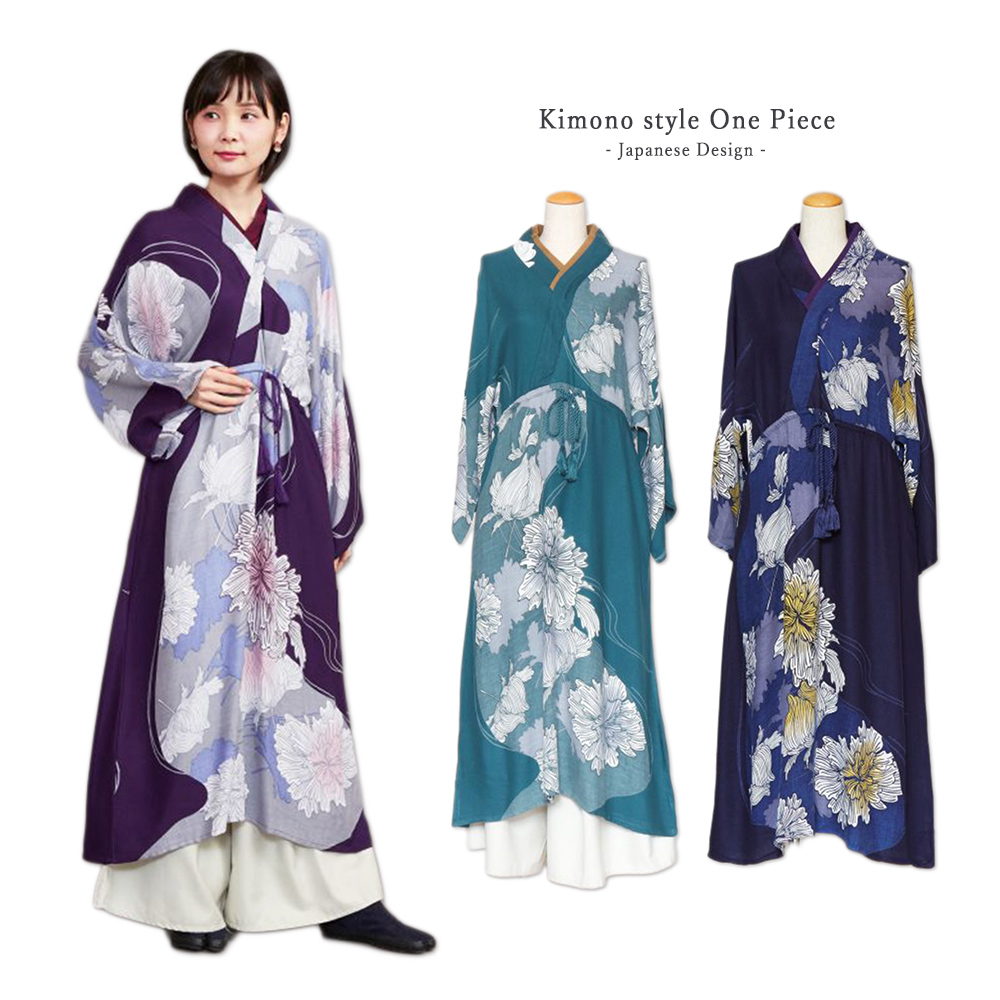 【楽天市場】花筏 ワンピース 着物風 花柄 レーヨン 和装 和服 現代和装 カジュアル 和柄 和風 和モダン 昭和レトロ レディース 羽織 母の日 カヤ Favolic GT-LINE：Favolic