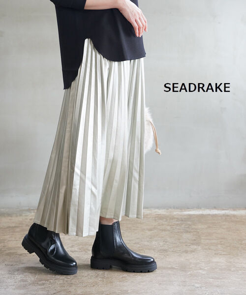 【楽天市場】【30%OFF】シードレイク Seadrake プリーツスカート スカート ロングスカート プリーツ ロング ミモレ丈 フェイクレザー エコレザー ウエストゴム メタリック ...
