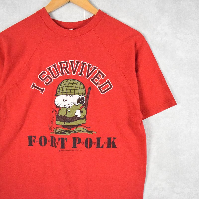 【楽天市場】70's SNOOPY USA製 "FORT POLK" キャラクタープリントラグランTシャツ L 70年代 70s アメリカ製 ...